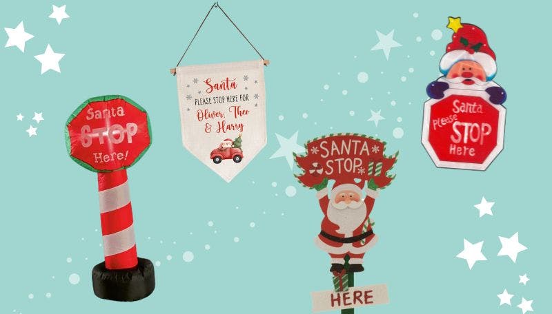 Shop the best Santa stop here signs for your home