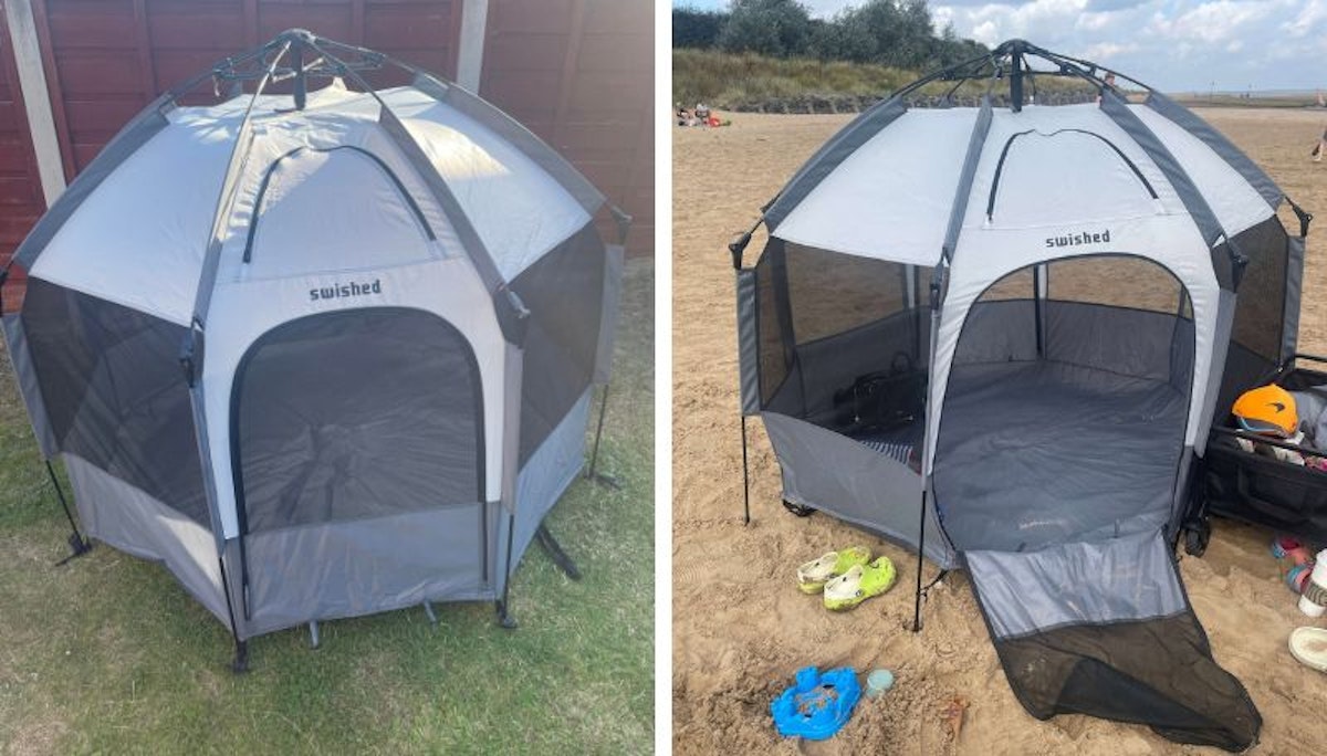 Tried and tested: the viral Swished Pop Up Beach Tent