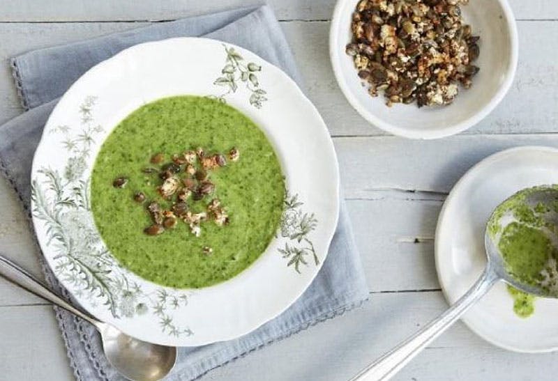 Souper green soup with pumpkin seed croutons | Family Life | Mother & Baby