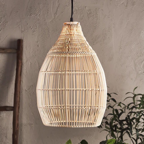 Rattan Solar Outdoor Pendant Light