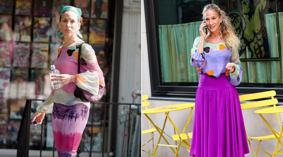 SJP Rewears Carrie Bradshaw's Iconic Top On The Set Of AJLT