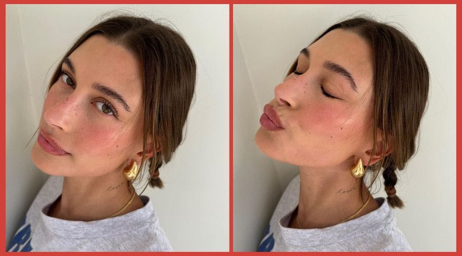 Hailey Bieber is bringing the strawberry blush trend