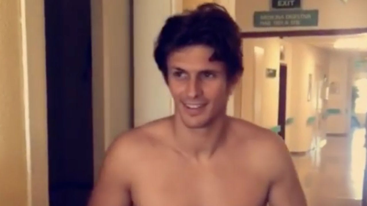 Jake Hall walks for first time after stabbing in video