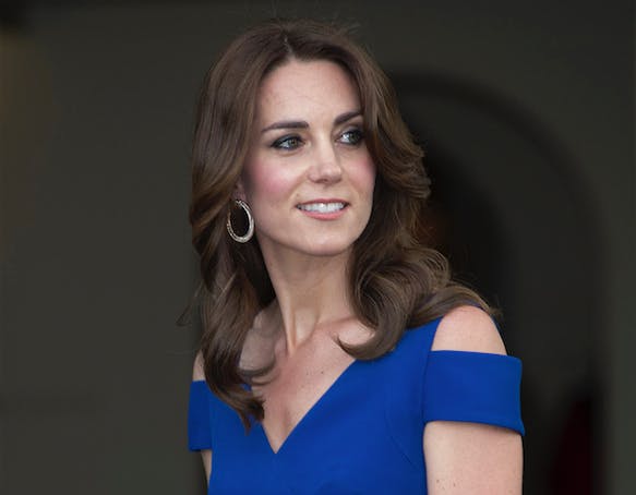 Kate Middleton Wears Blue Off-Shoulder Dress By Roland Mouret - Grazia