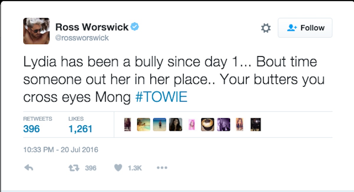 Ex On The Beach's Ross Worswick called TOWIE's Lydia Bright something ...