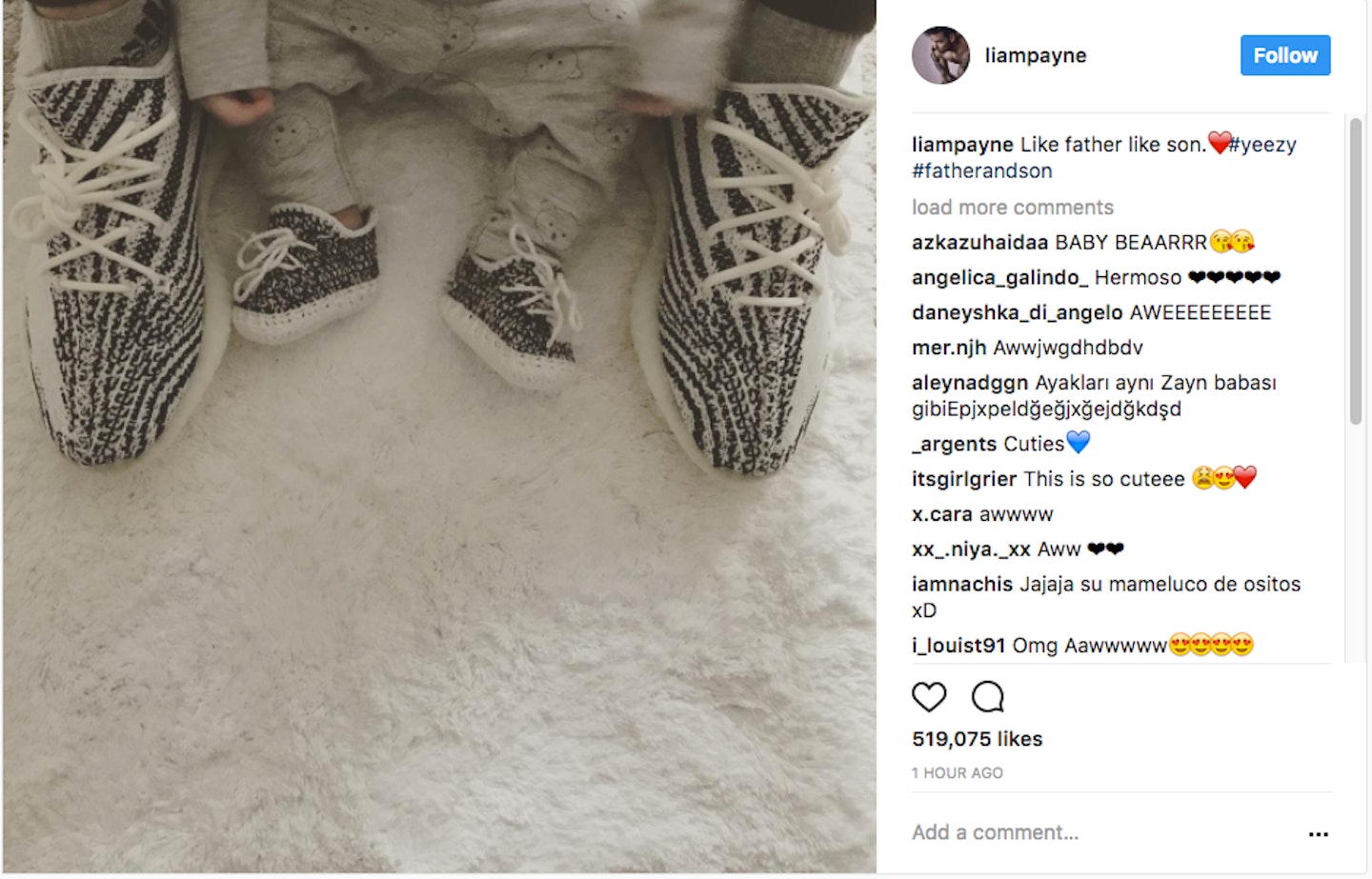NEW picture of Bear Payne shows he's following in his daddy Liam Payne ...
