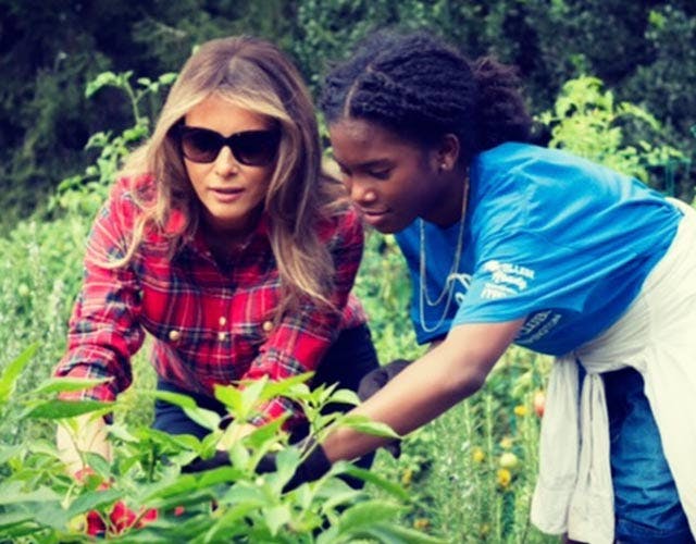 Melania Trump Wore $1300 Balmain Flannel Shirt For Gardening - Grazia