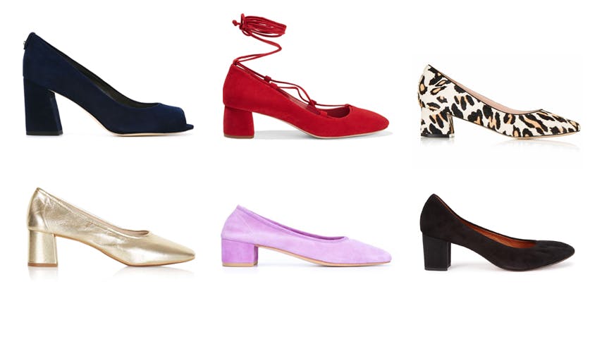 Mid Block Heel Shoe Ballerina Pumps