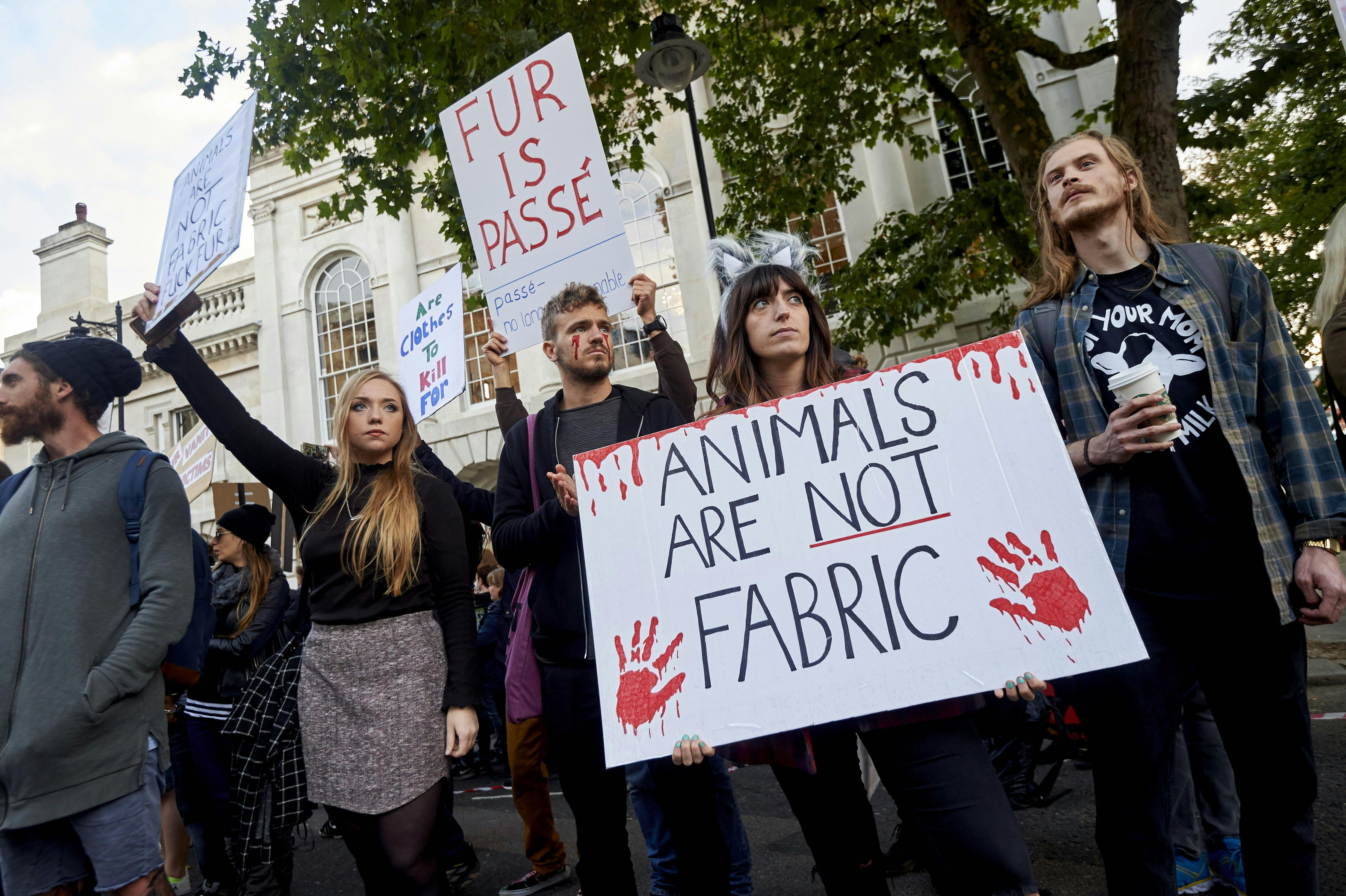 Anti-Fur Protests At London Fashion Week S/S'18 - Grazia