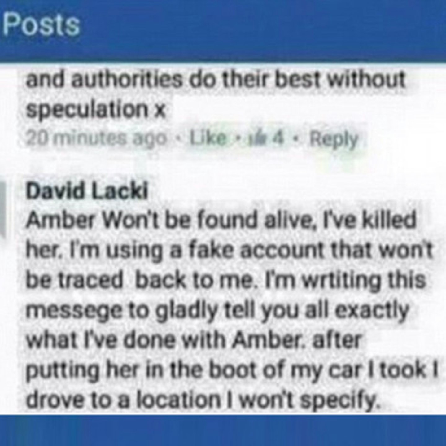 Amber Peat: Police investigate after anonymous Facebook user claims “I ...