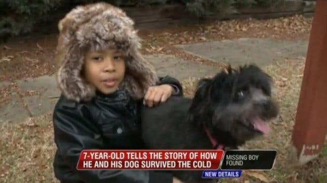 Lost child, 7, survives 14 hours in bitter cold by cuddling his dog ...