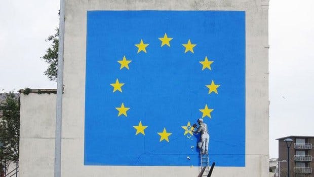 Unpicking Banksy’s Brexit Mural Of A Man Chiseling Away At The EU Flag ...