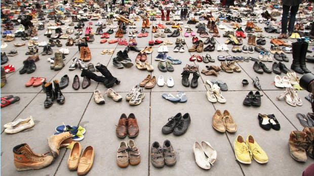 French Protest Climate Change Via Shoes | Grazia