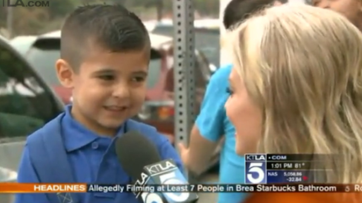 Reporter makes little boy cry on first day of school: ‘Are you gonna ...