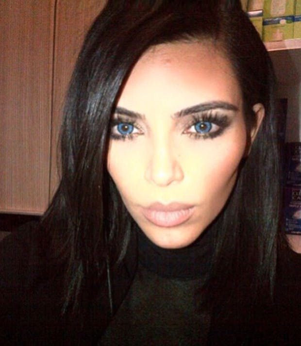 Kim Kardashian and Kanye West get matching blue contact lenses | Style ...