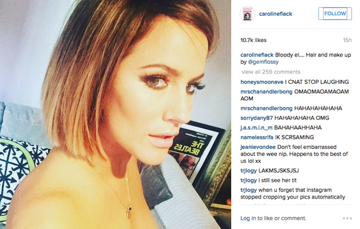 Caroline Flack accidentally posts her NIPPLE in topless selfie ...