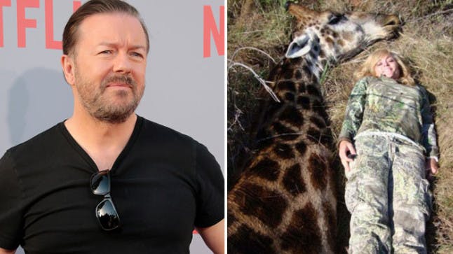 Ricky Gervais slams female hunter after she shares vile picture with ...