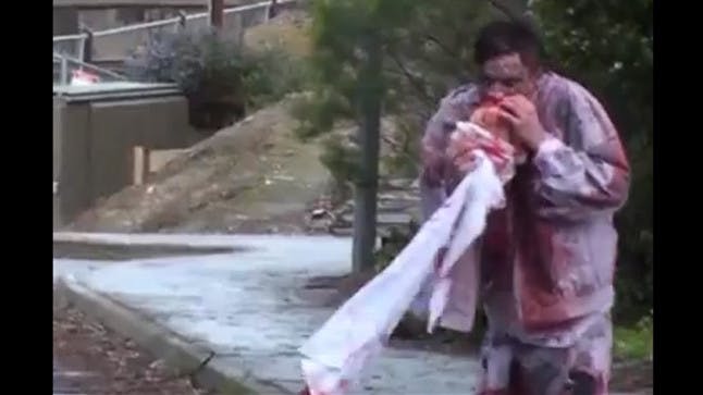 WATCH: Terrifying zombie prank leaves people running away in horror ...