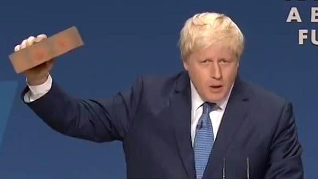 So Boris Johnson Brought A Brick To His Conference Speech. And Spoke To ...