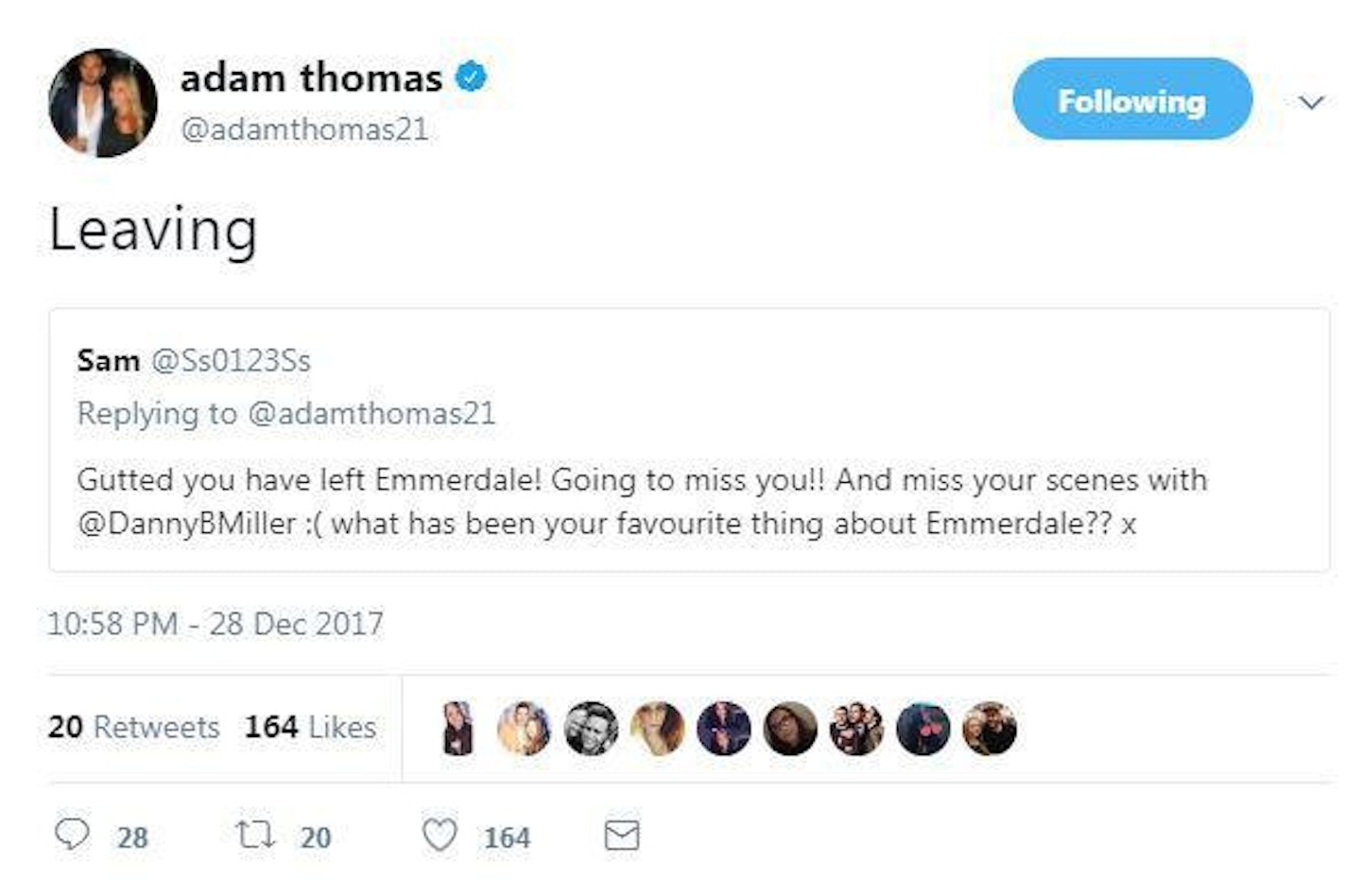 Adam Thomas says best thing about Emmerdale was 'leaving'