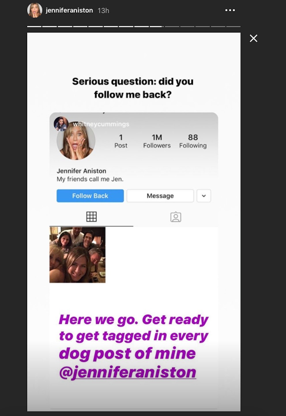 Jennifer Aniston Joins Instagram And Posts Picture Of Entire Friends ...