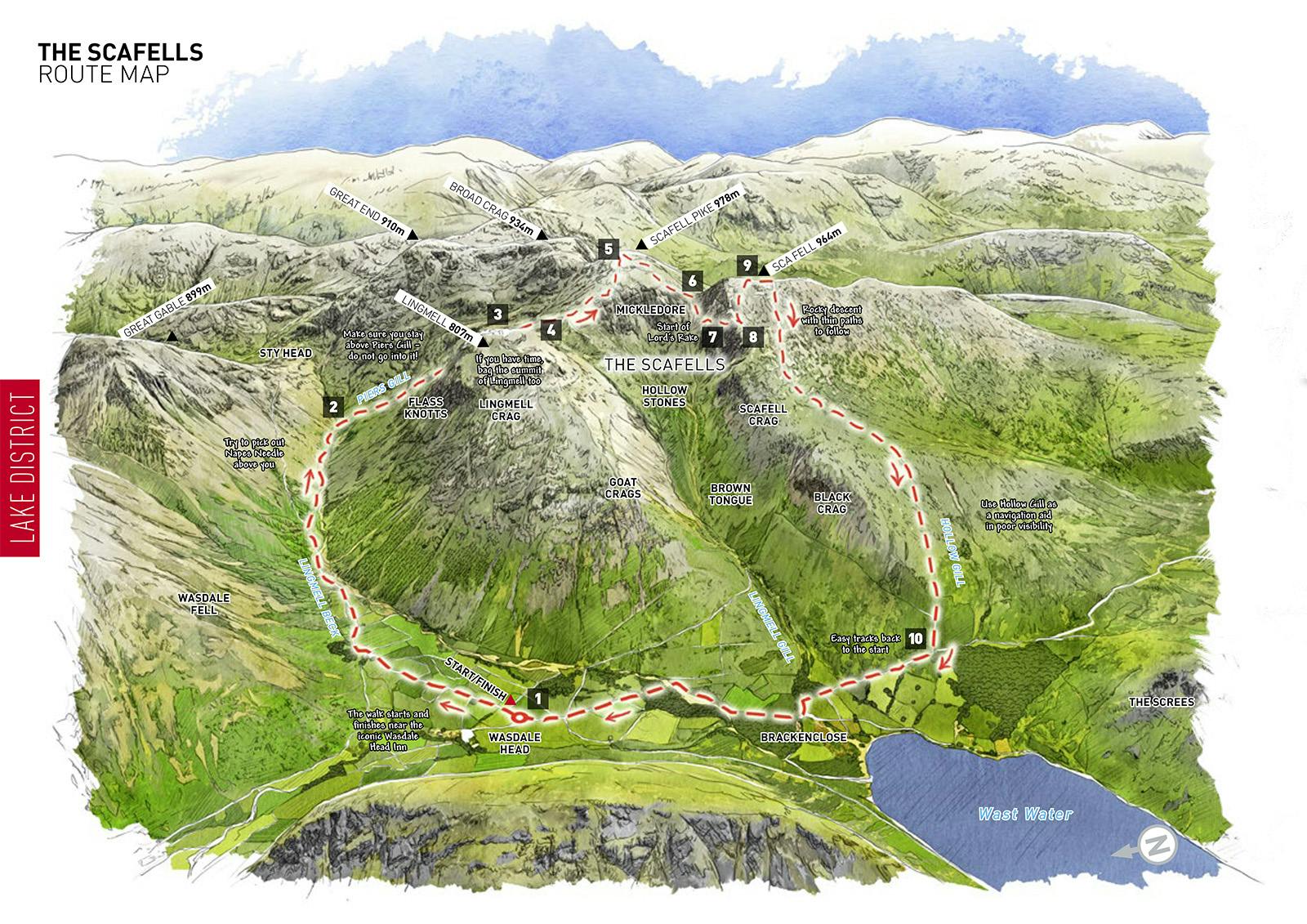 Scafell Pike walking route, Lake District | LFTO