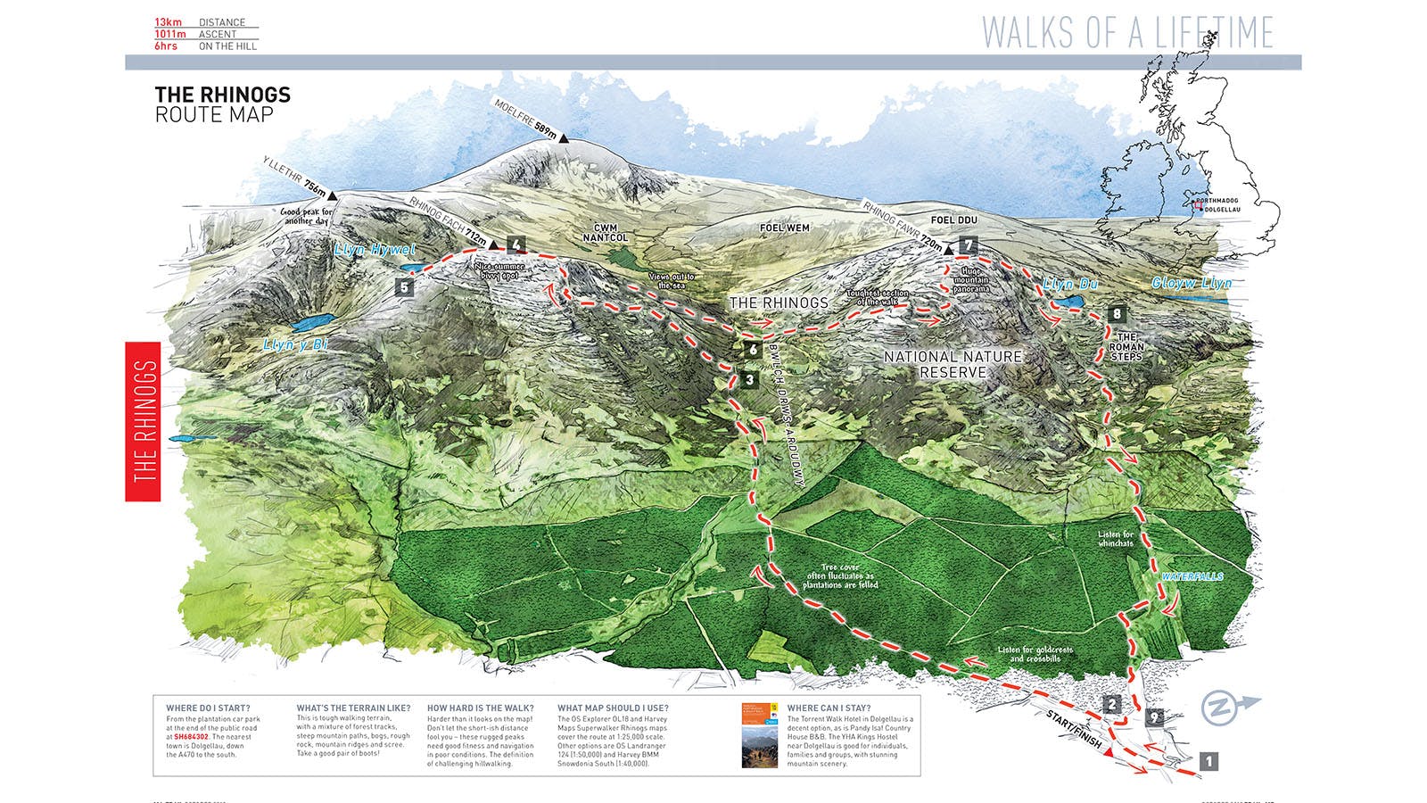 The Rhinogs walking route, Snowdonia | LFTO