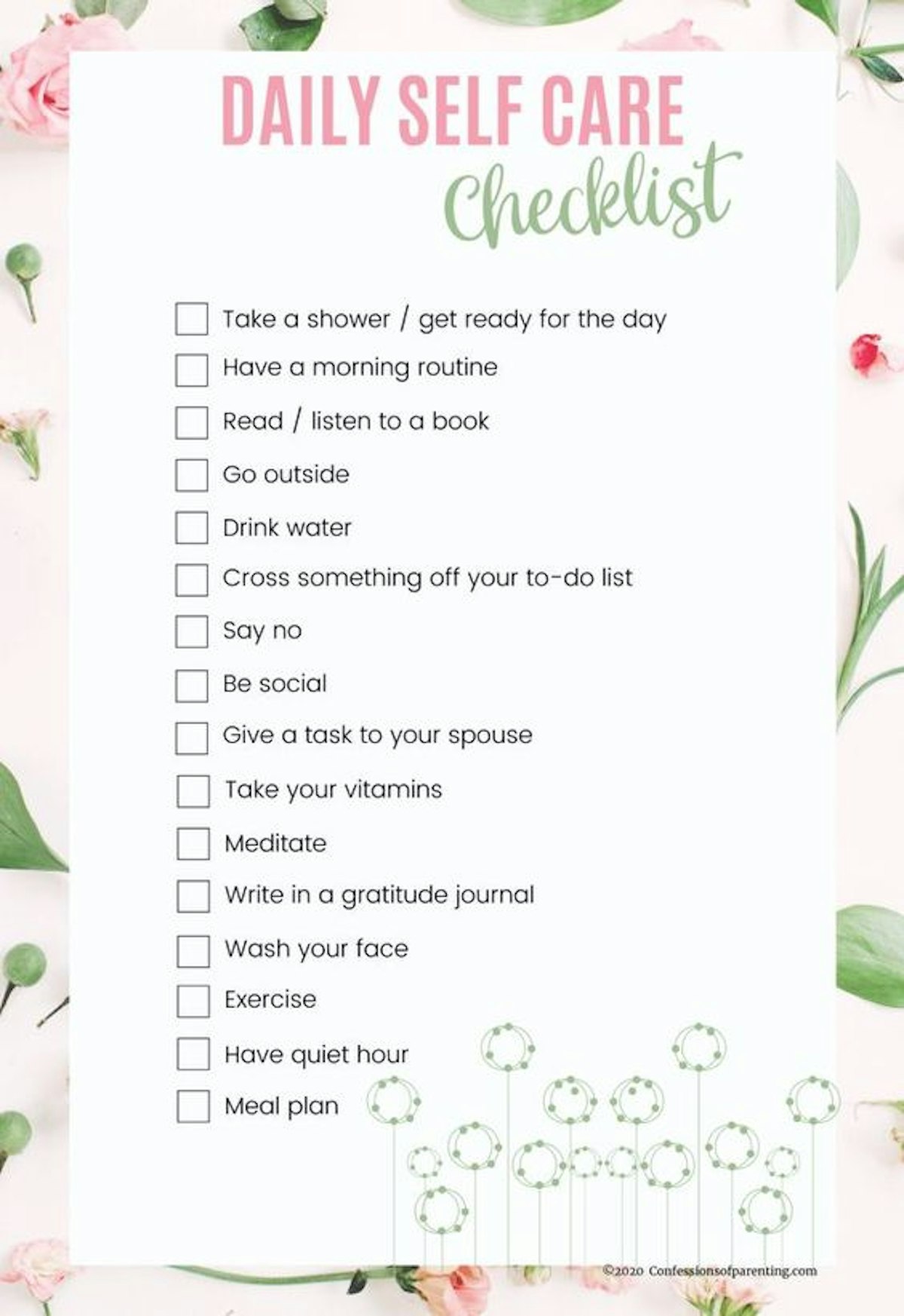 10 self-care checklists to help you take better care of you