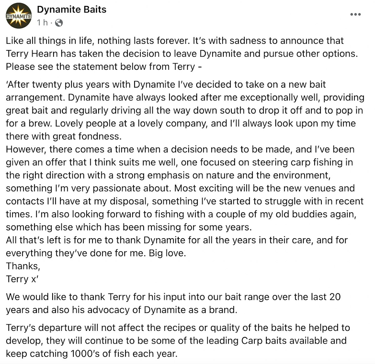 Terry Hearn leaves Dynamite Baits – What next for carp fishing legend ...