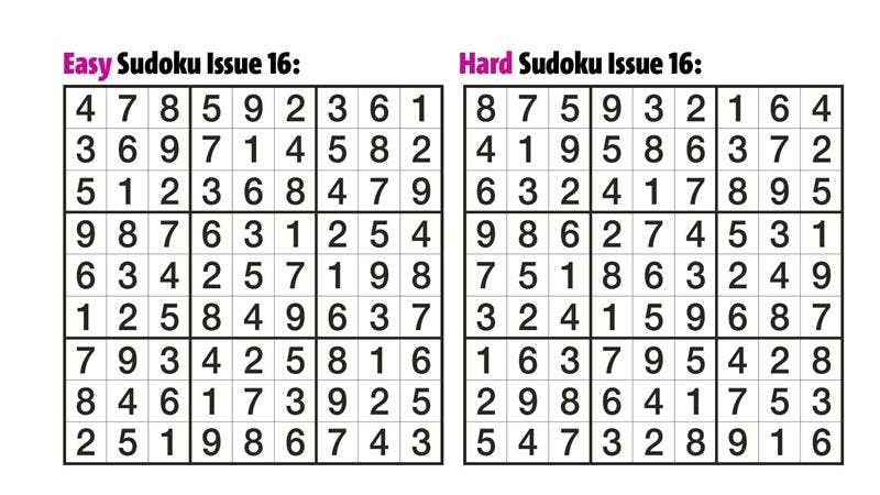 16 Number Sudoku Puzzles